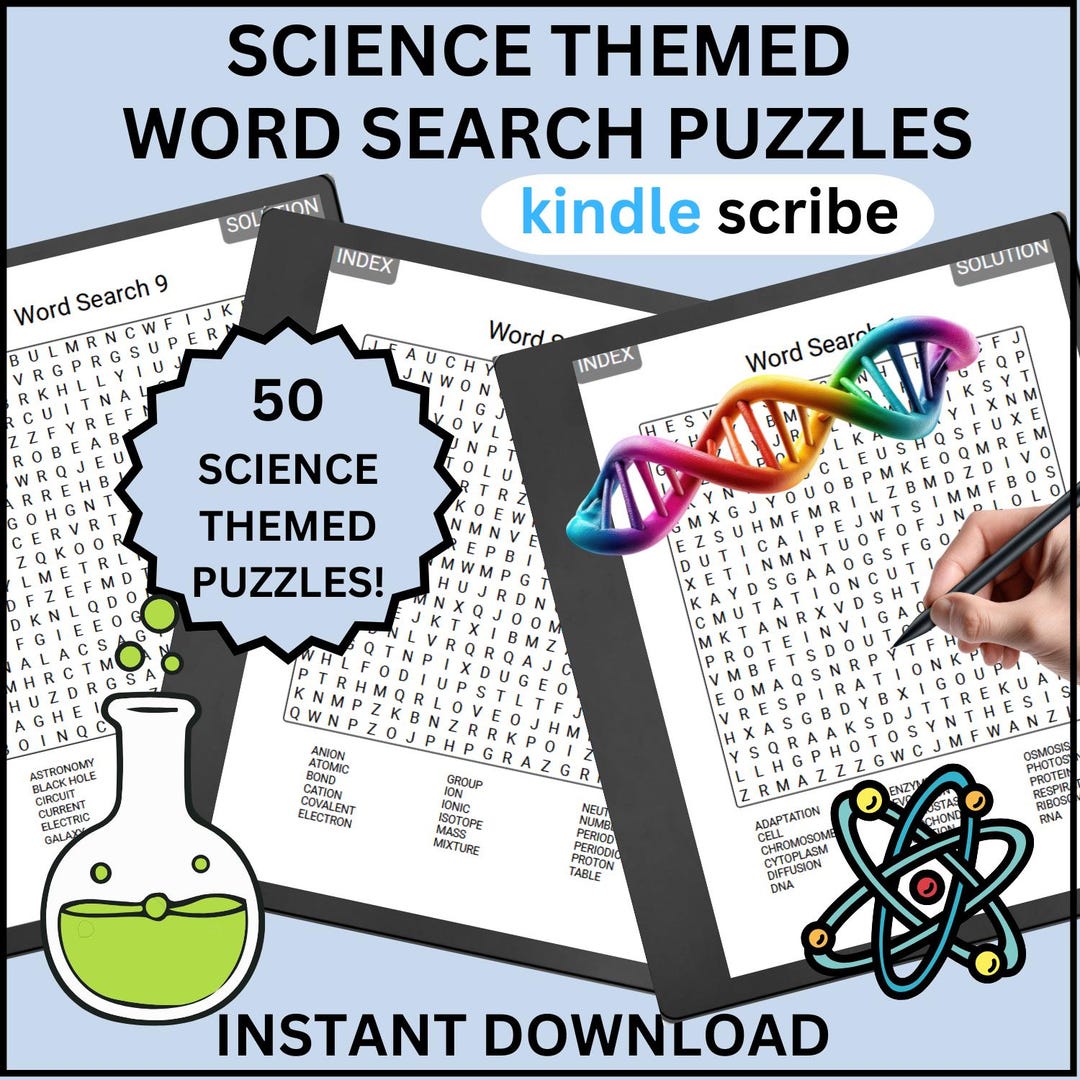Science Word Search Puzzles, Biology Chemistry Physics Vocabulary ...
