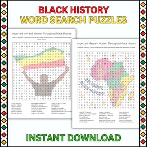 Black History Word Search Puzzles, African American Word Search Puzzles ...