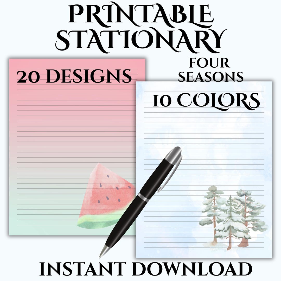 Seasonal Stationery Paper Set: Spring, Summer, Fall, Winter Designs ...
