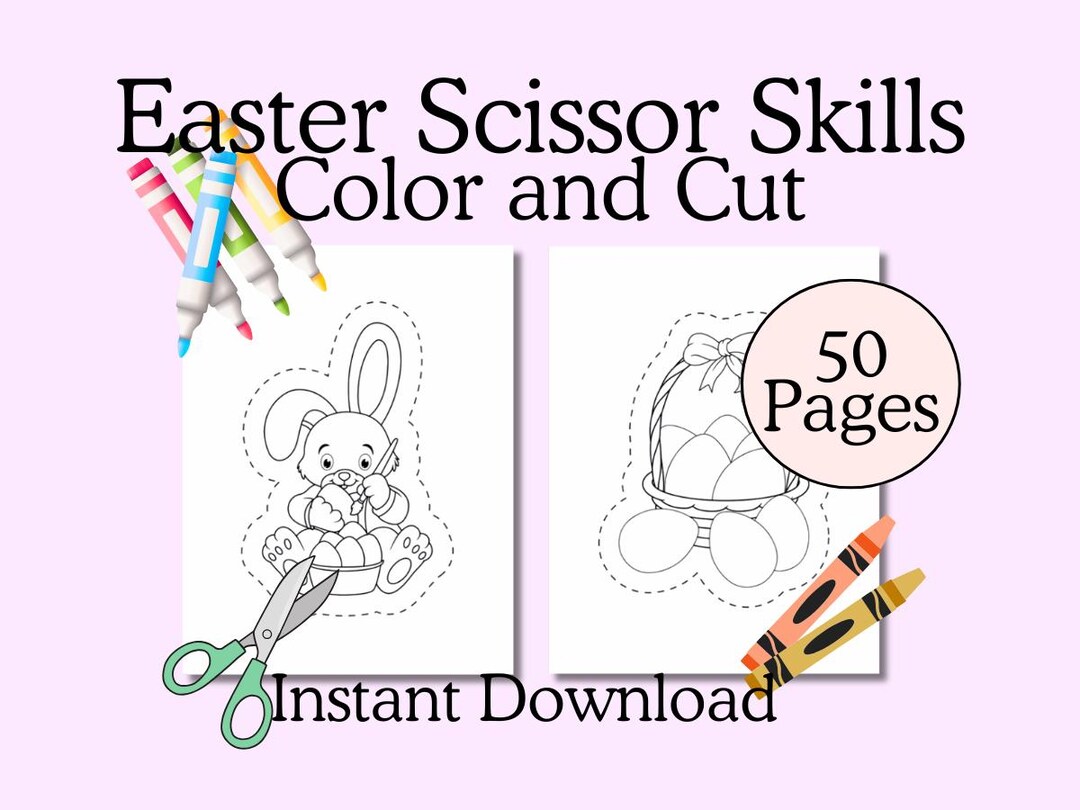 Easter Scissor Skills Cutting Practice: 50 Pages Animal, Vegetable ...