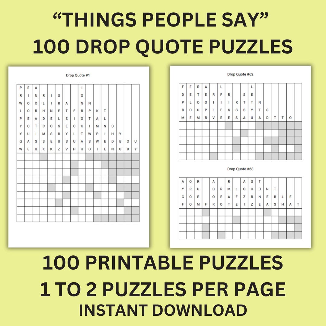 100 Drop Quote Puzzles: Fallen Phrases Game, Things People Say (instant ...