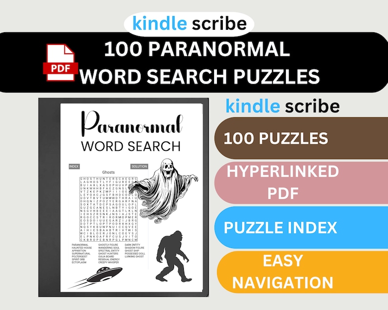 100 Paranormal Word Search for Kindle Scribe and Other Tablets ...