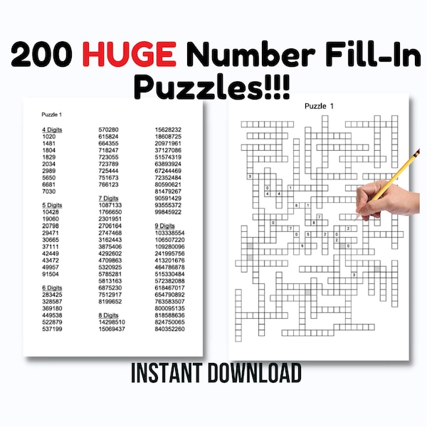 Number Fill in Puzzles - Etsy