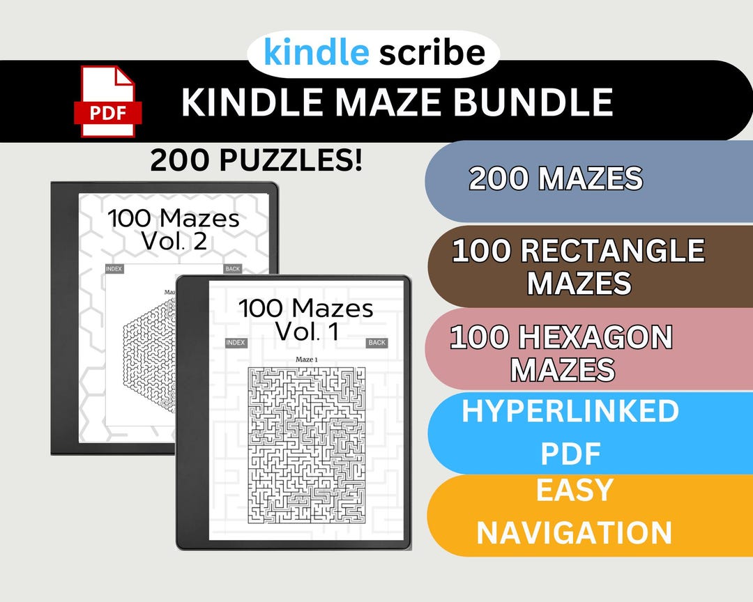 Kindle Scribe Maze Puzzles, 100 Rectangle Mazes, 100 Hexagon Mazes ...