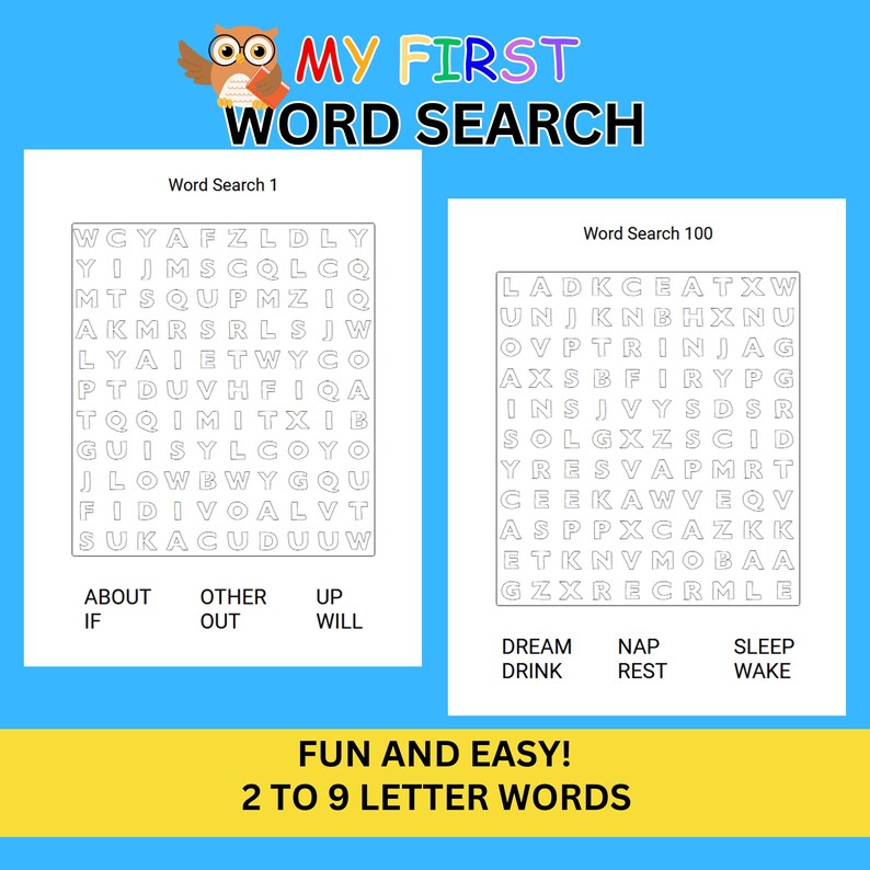 My First Word Search for Kids, 100 Easy Sight Word Puzzles Ages 4 and ...