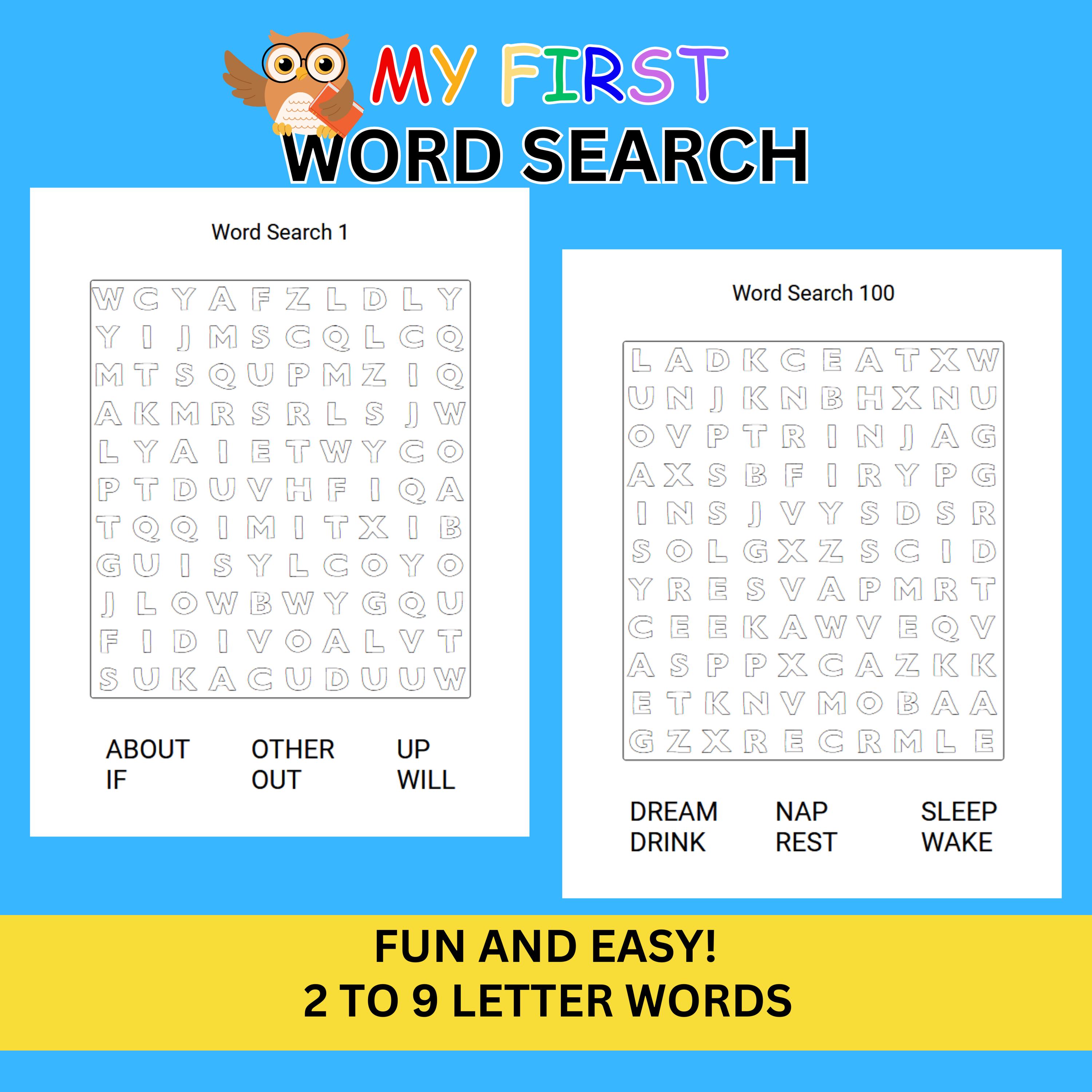 My First Word Search for Kids, 100 Easy Sight Word Puzzles Ages 4 and ...