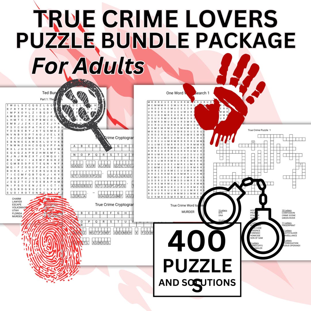 True Crime Puzzle Bundle | 400 Printable Adult Puzzles | Word Search ...