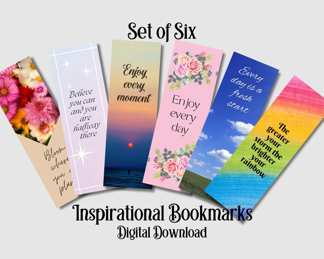 Motivational Bookmarks | Set of 6 Inspirational Quotes Bookmarks ...