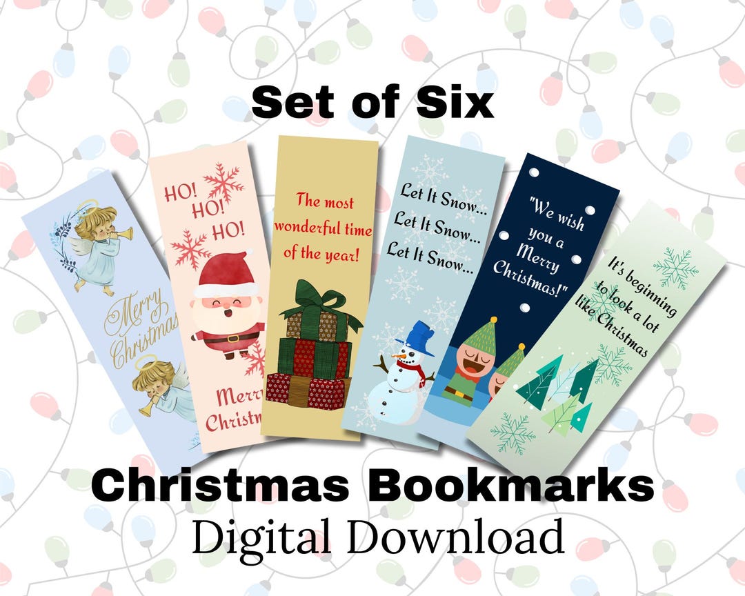 Christmas Bookmarks Set: Printable Holiday Book Lover Gift (digital ...