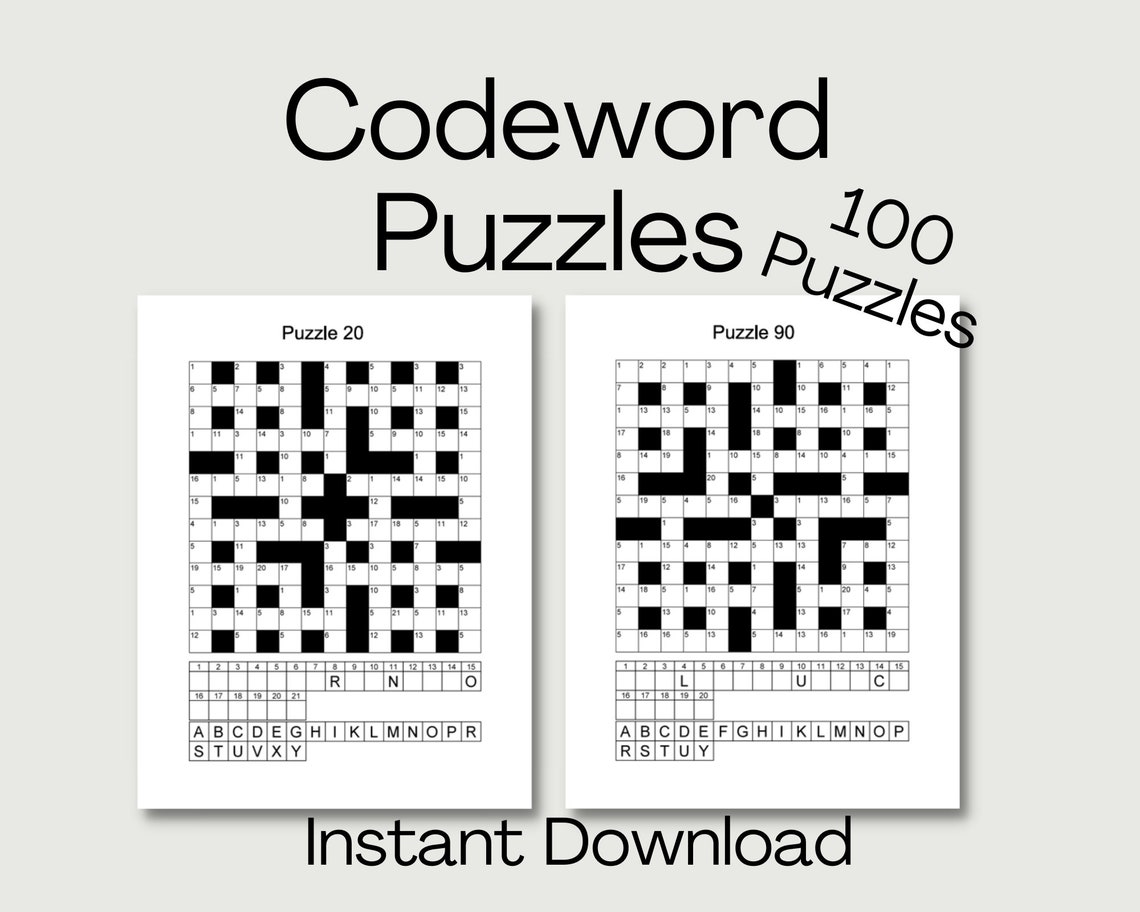 100 Codeword Puzzles: Coded Crosswords (printable PDF) - Etsy