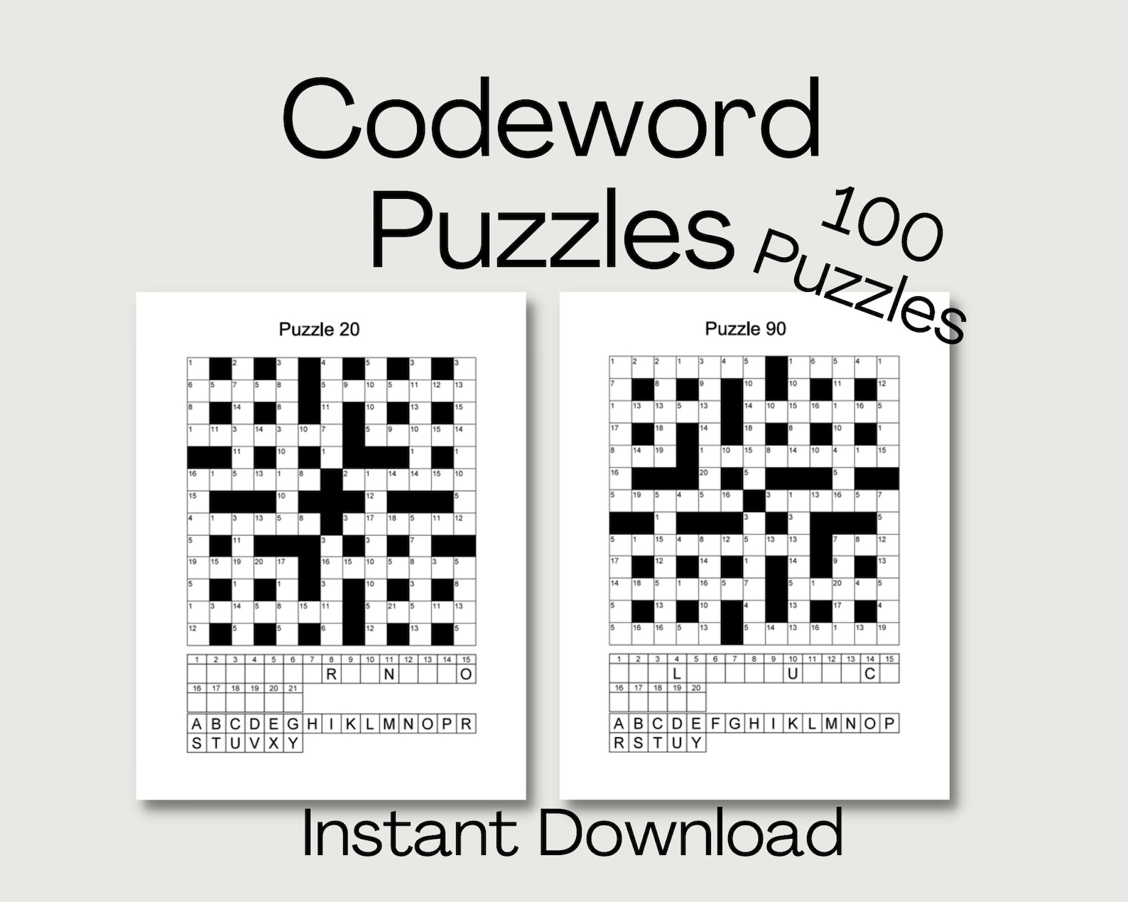 100 Codeword Puzzles: Coded Crosswords (printable PDF) - Etsy