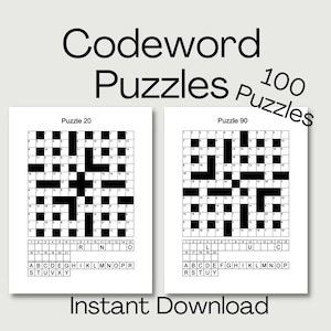 100 Codeword Puzzles: Coded Crosswords (printable PDF) - Etsy