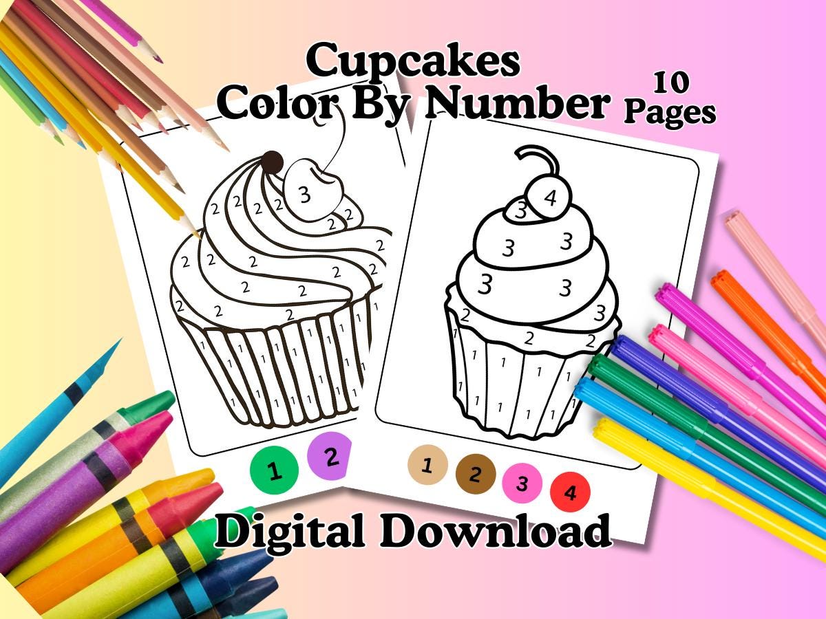 Color by Number, Cupcakes Color by Number, Color by Number Coloring ...