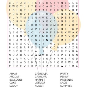 Personalized Birthday Word Search Puzzle (digital Download) - Etsy