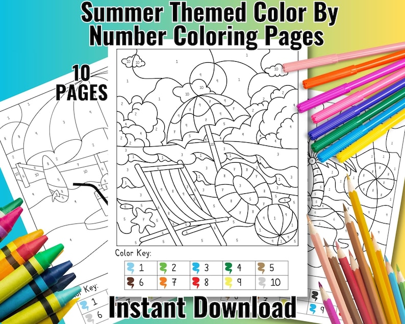 Color by Number, Summer Color by Number, Color by Number Coloring Pages ...