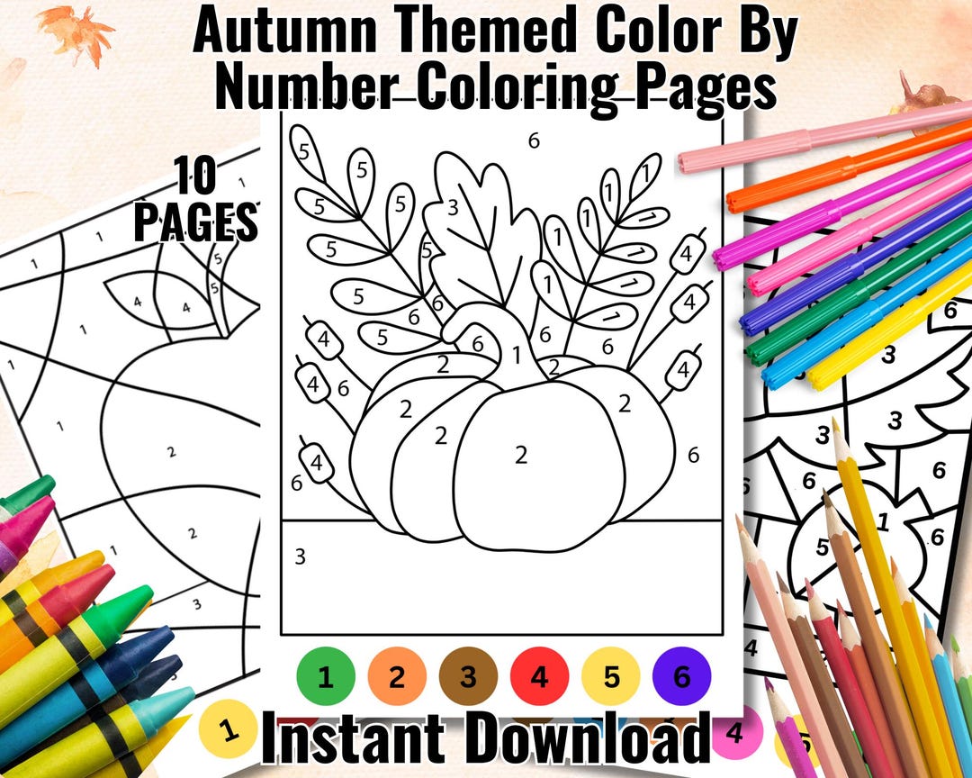 Color by Number, Autumn Color by Number, Fall Color by Number Coloring ...