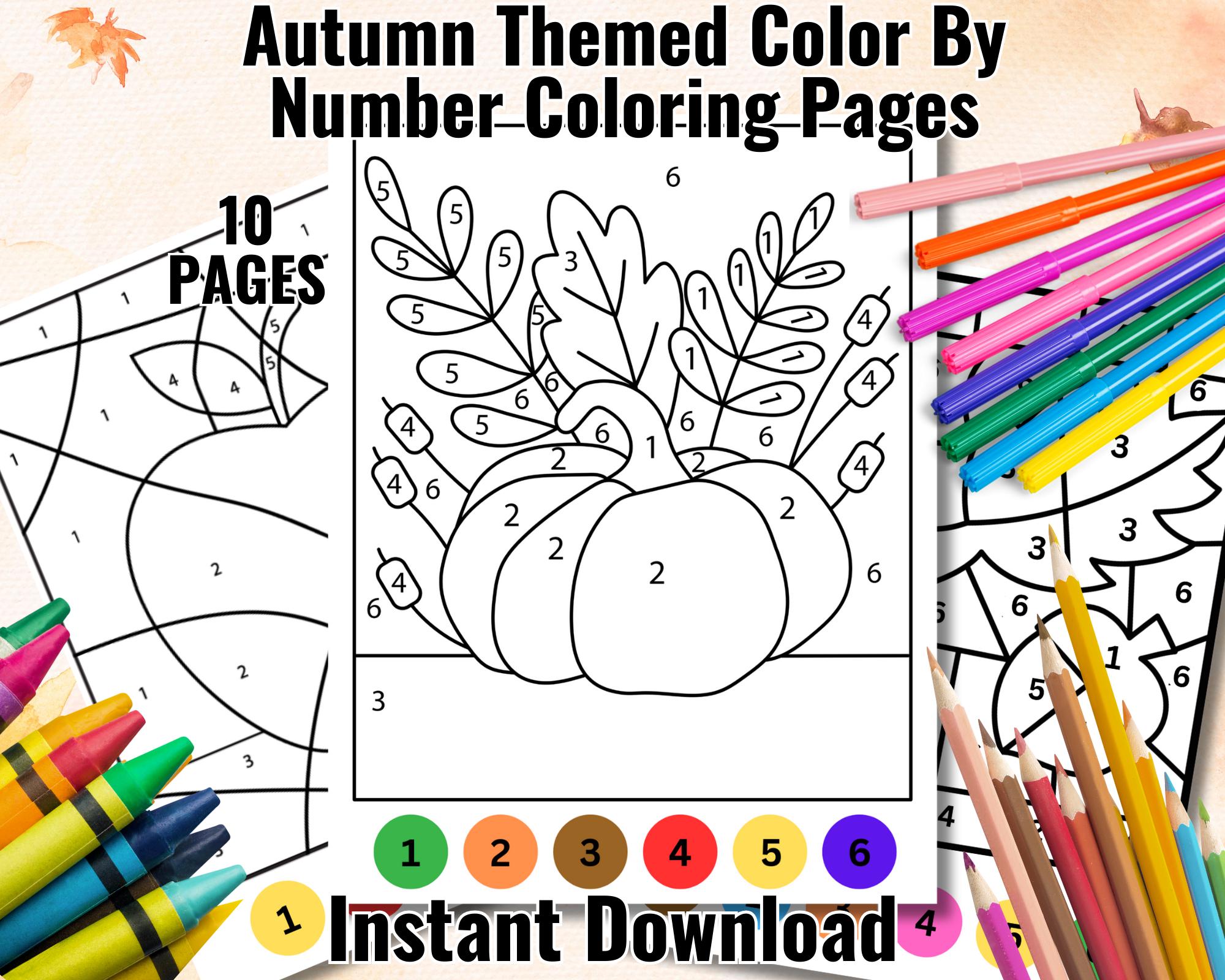 Color by Number, Autumn Color by Number, Fall Color by Number Coloring ...