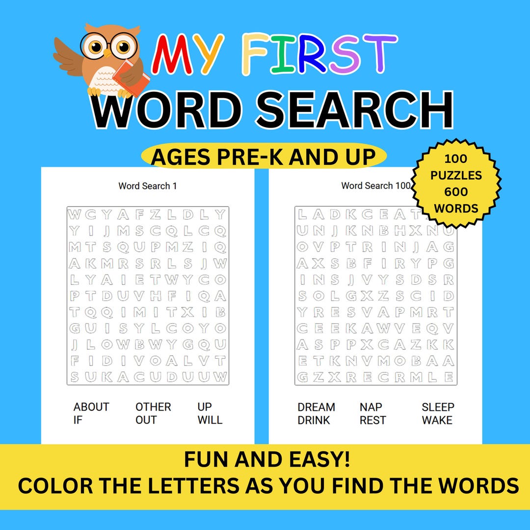My First Word Search for Kids, 100 Easy Sight Word Puzzles Ages 4 and ...
