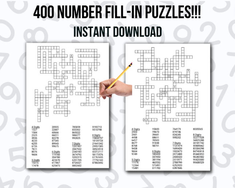 400 Number Fill-in Puzzles: Large Print for Adults (digital Download ...