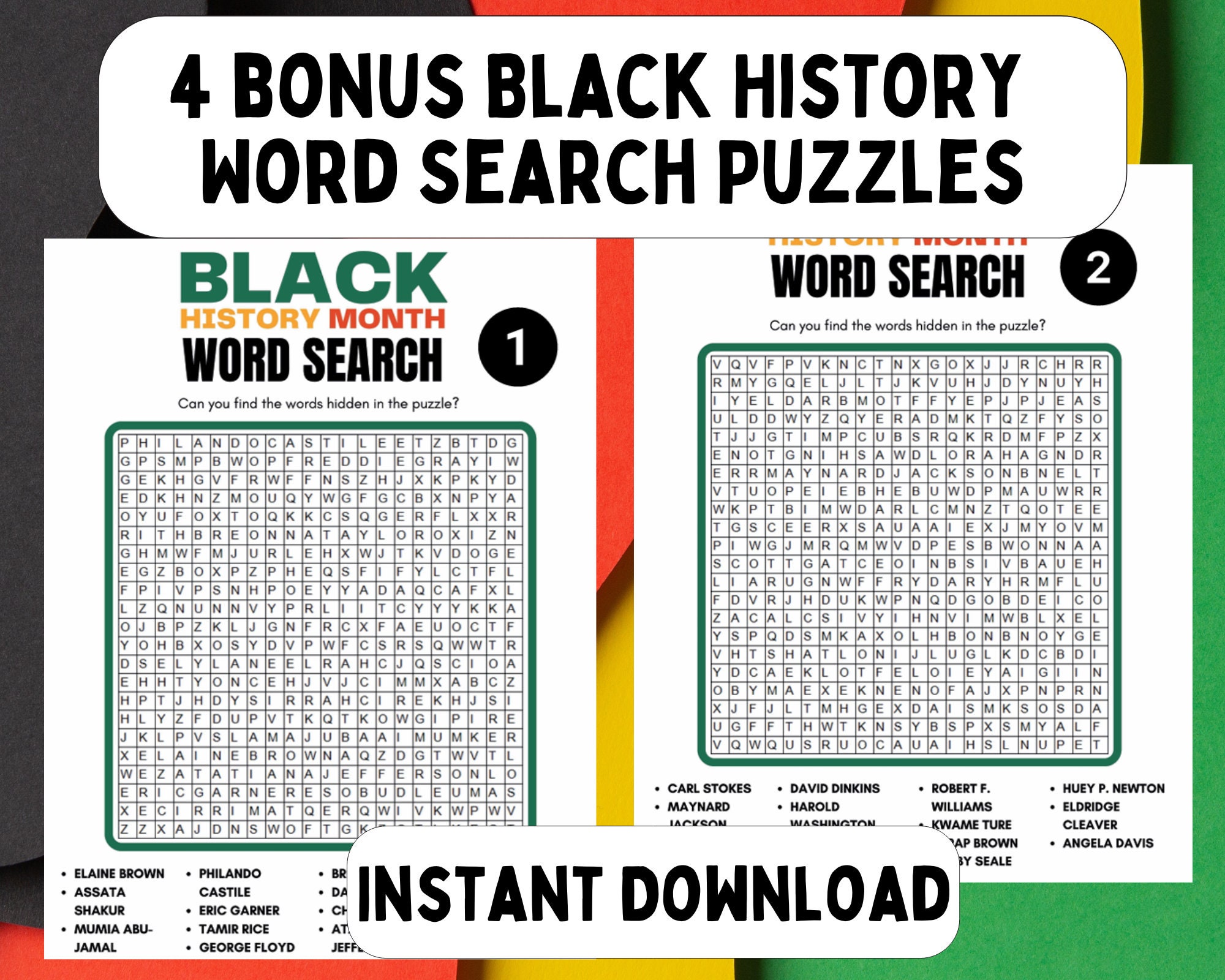 50 Black History Month Word Search, Black History Game, Digital ...