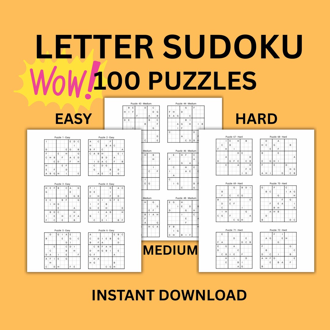 Letter Sudoku Puzzles – 100 Printable Alphabet Sudoku Games ...