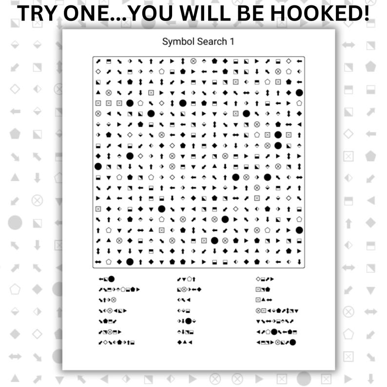 Symbol Search Puzzles, 100 Symbol Search Puzzles, Symbol Word Search ...