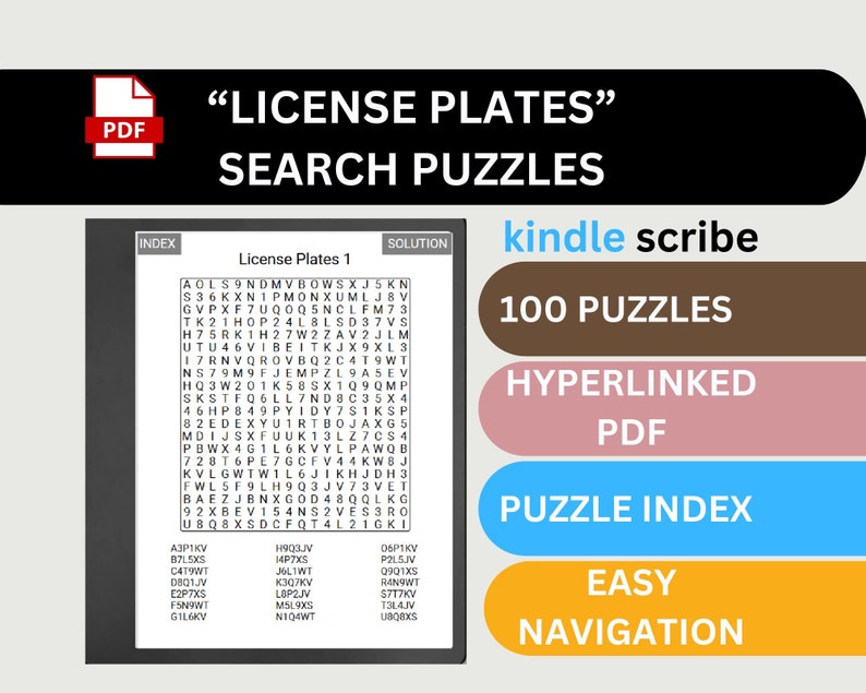 Number Search Puzzle Book, 100 License Plate Search Puzzles, Kindle ...
