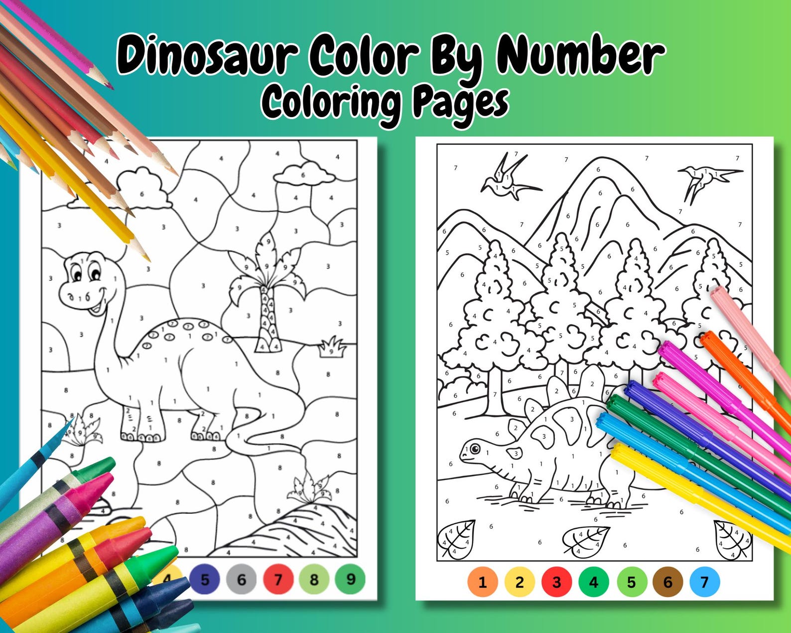 Color by Number, Dinosaur Color by Number, Color by Number for Kids ...