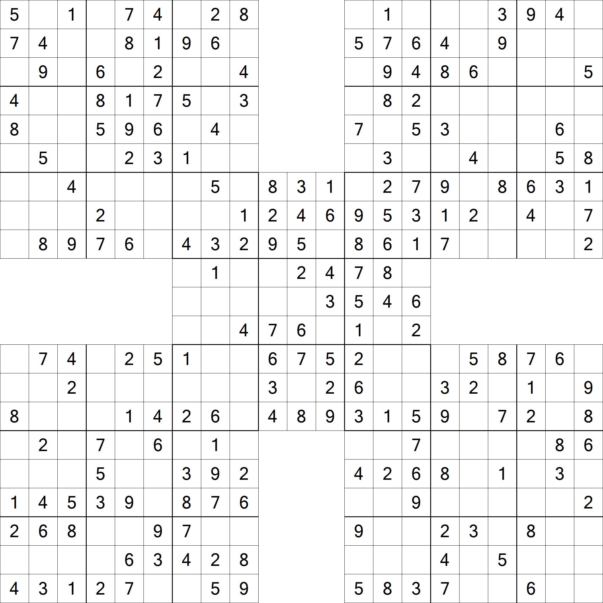 Easy Samurai Sudoku Puzzles: 400 Printable Puzzles With Solutions ...