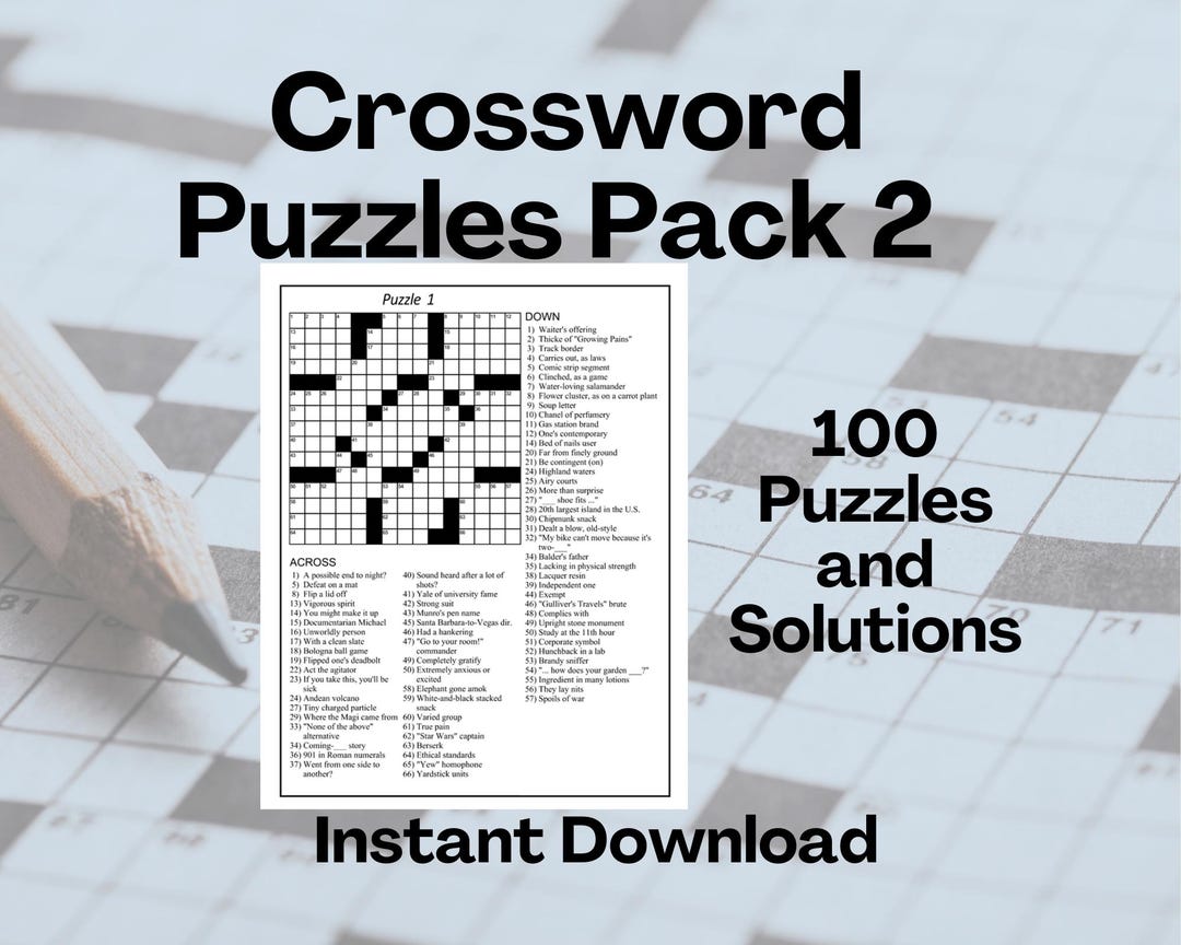 Crossword Puzzles, 100 Printable Crossword Puzzles, Intermediate to ...