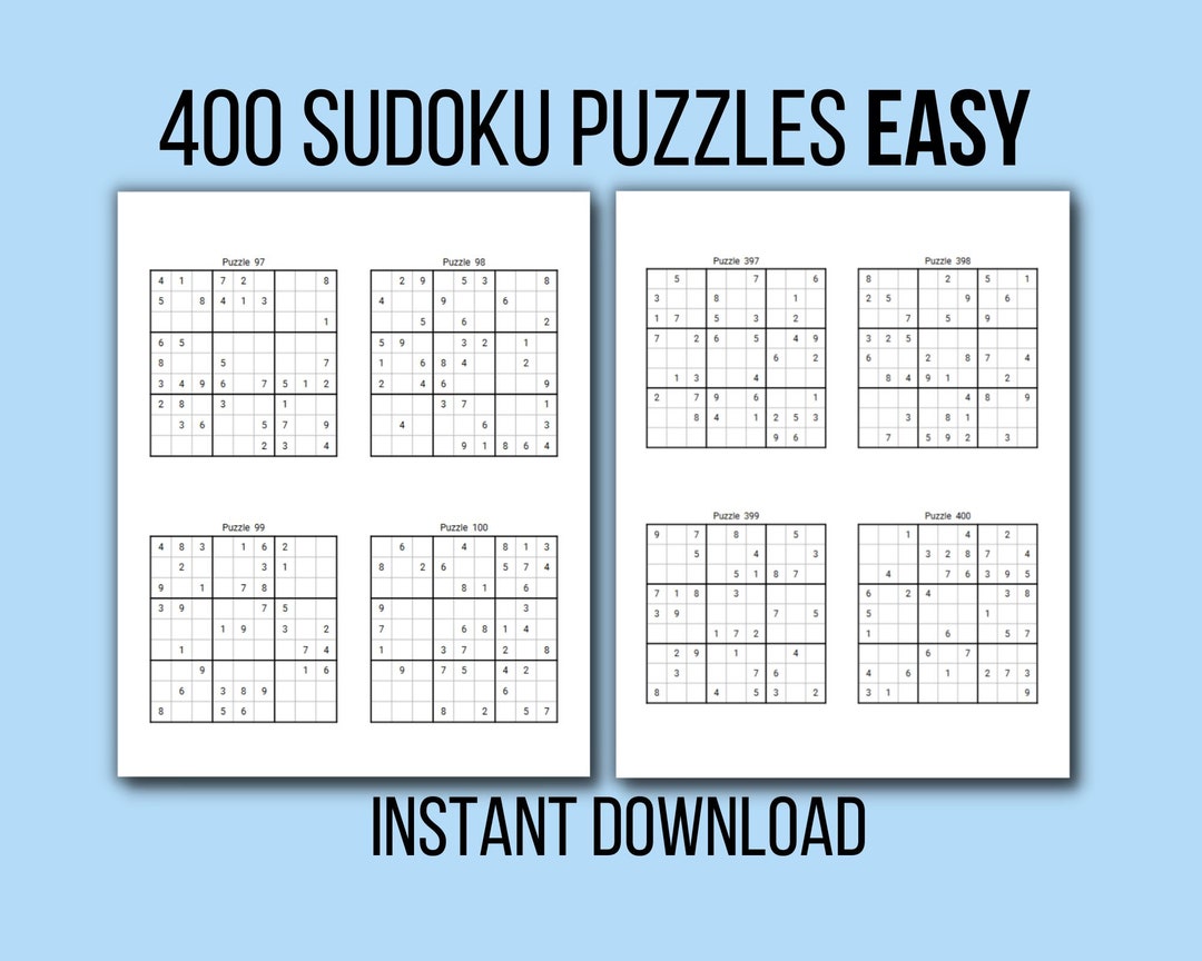 Sudoku Puzzles, 400 Easy Sudoku Puzzles With Solutions, 400 Printable ...