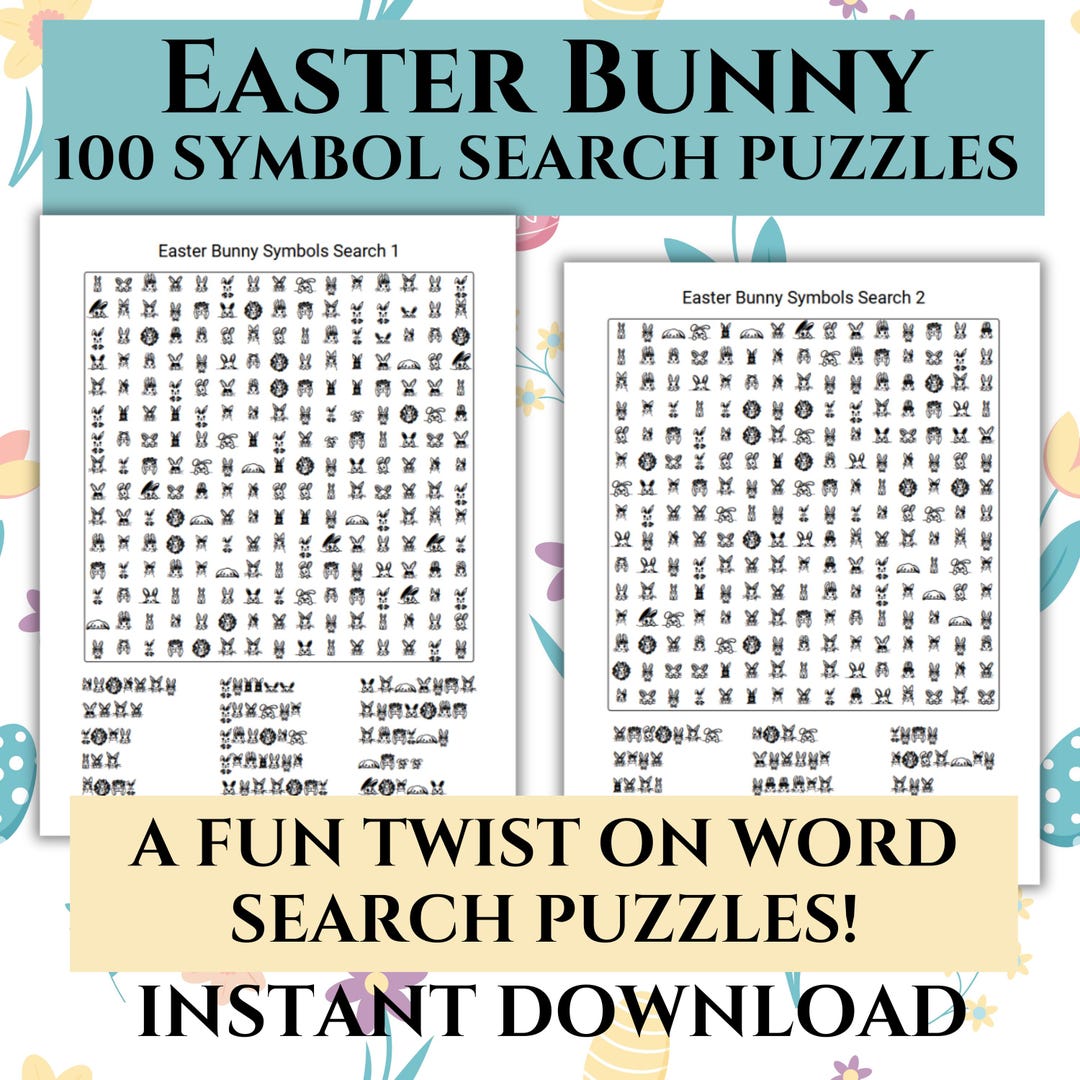 Easter Bunny Symbol Search: 100 Printable Puzzles (digital Download) - Etsy