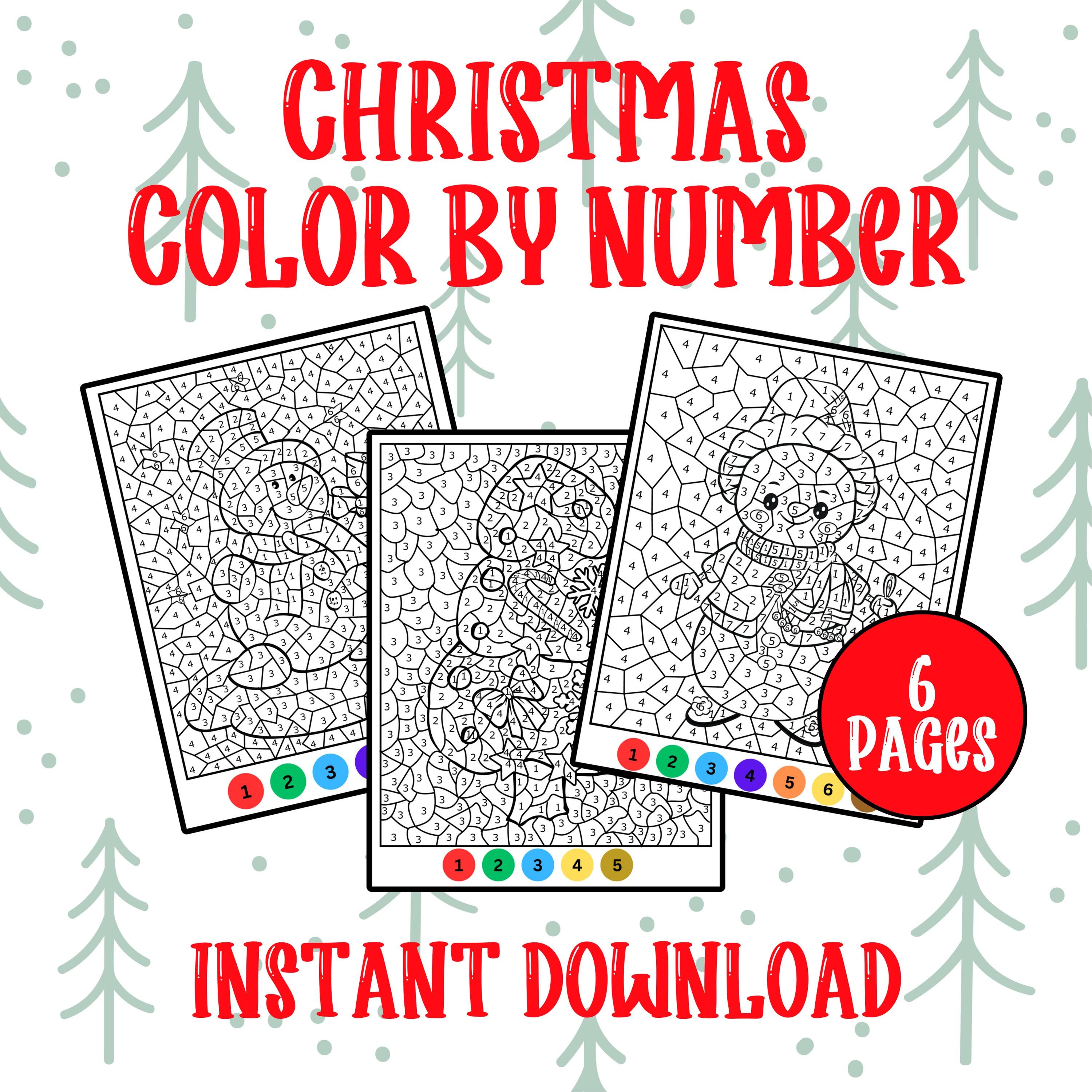 Christmas Color by Number, Color by Number Coloring Pages, Christmas ...