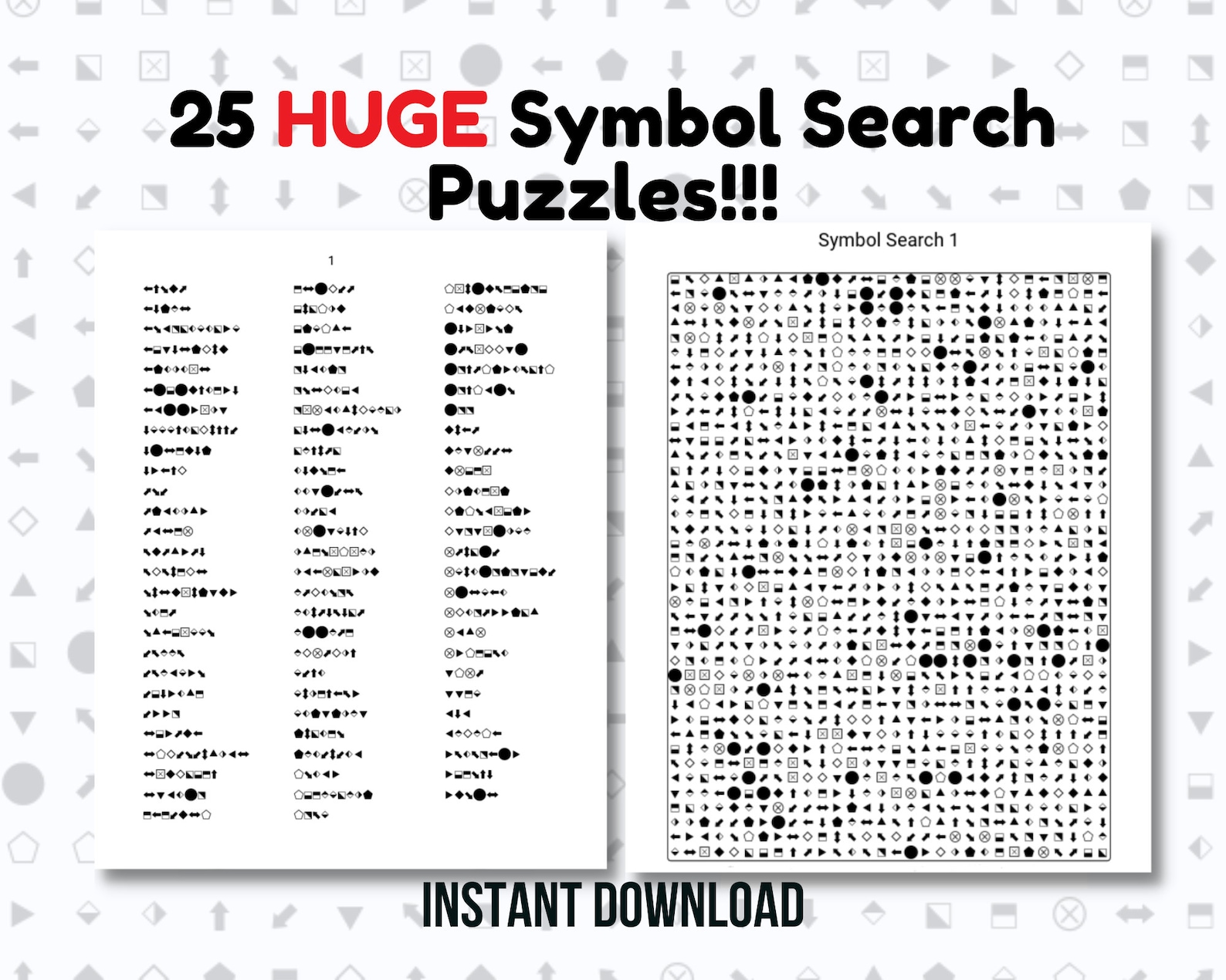 25 Huge Symbol Search Puzzles: Large Print (digital Download) - Etsy