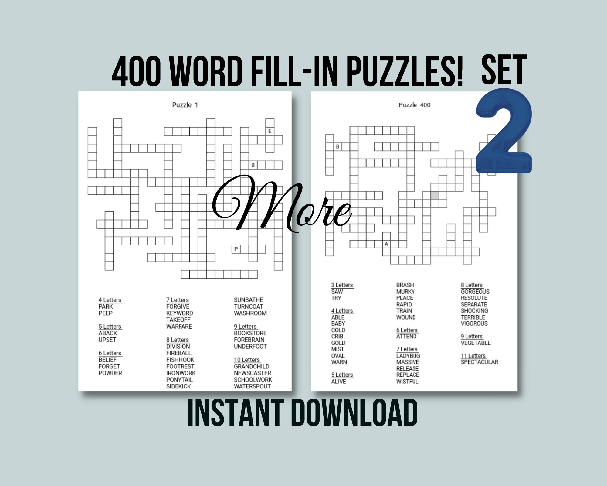 400 Printable Word Fill-in Puzzles for Adults: Large Print (digital ...