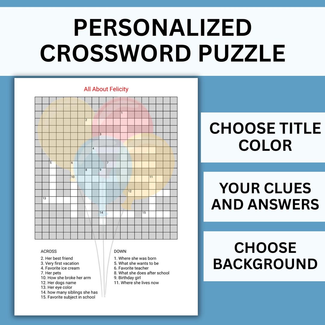 Personalized Crossword Puzzle, Unique Custom Crossword Puzzle, Framed ...