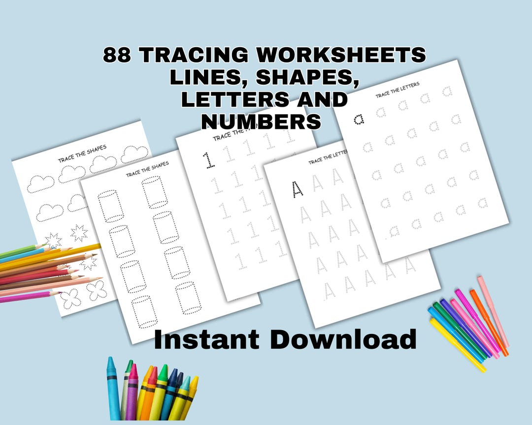 Letter and Number Tracing Worksheets, Lines and Shapes Tracing ...