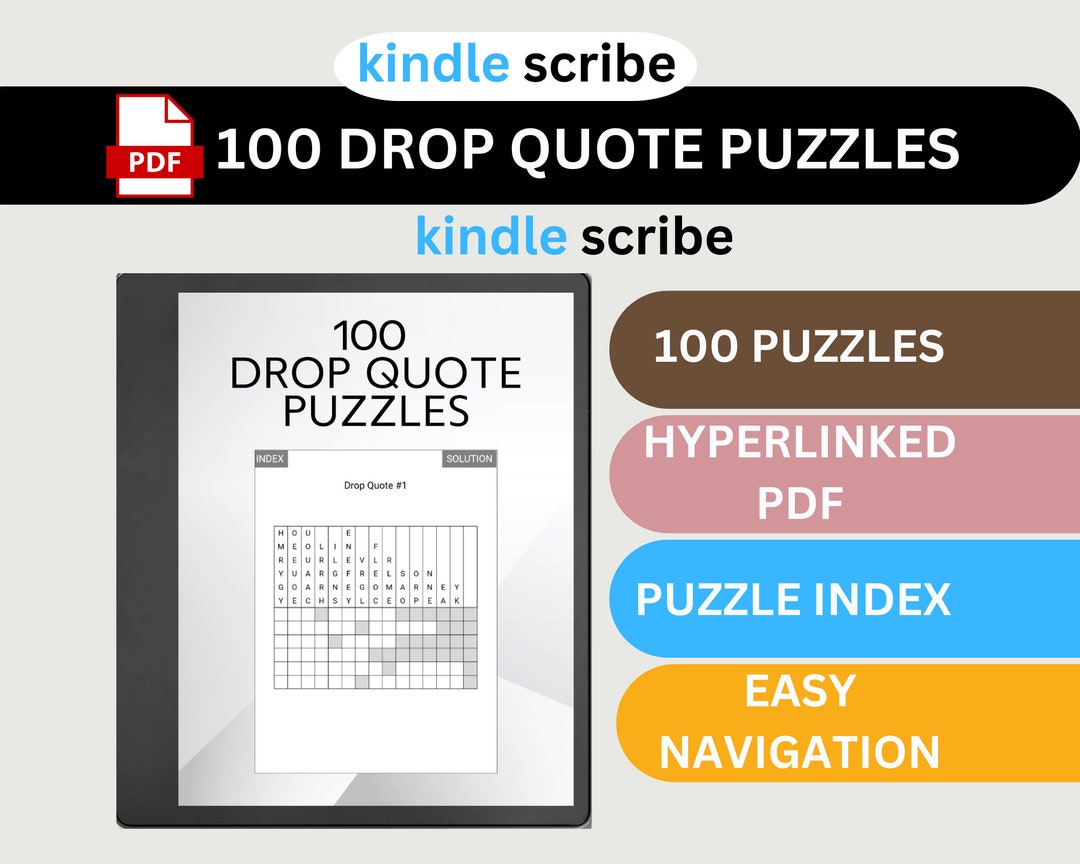 Kindle Scribe Drop Quote Puzzles: 100 Clickable Puzzles (digital ...