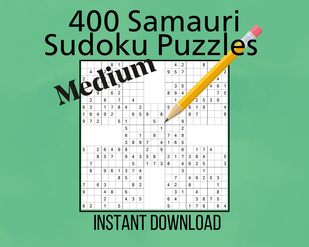 400 Medium Samauri Sudoku Puzzles With Solutions, 400 Printable Puzzles ...