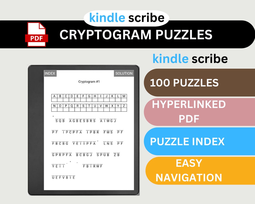 Kindle Scribe Cryptogram Puzzles: 100 Famous Quotes (digital Download ...