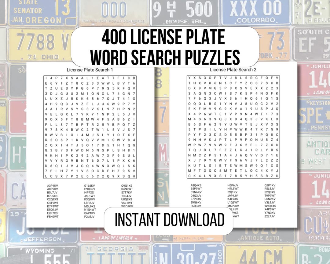 400 License Plate Search Puzzles: Large Print Alphanumeric (digital ...