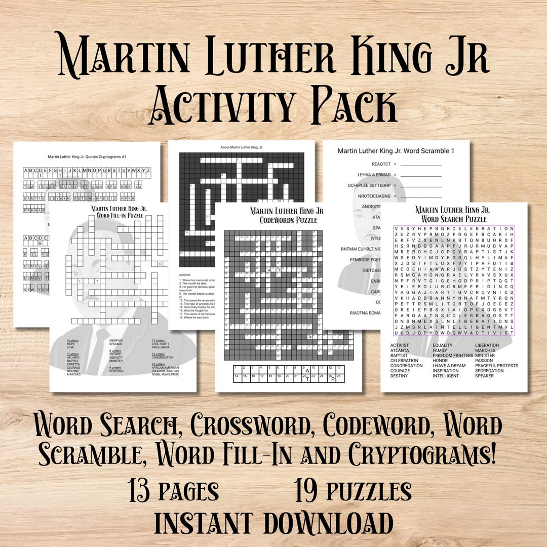 MLK Jr Puzzle Activity Pack: American History Games (digital Download ...
