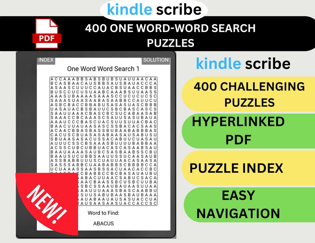 One Word Search Puzzles: 400 Hyperlinked Challenges (digital Download ...
