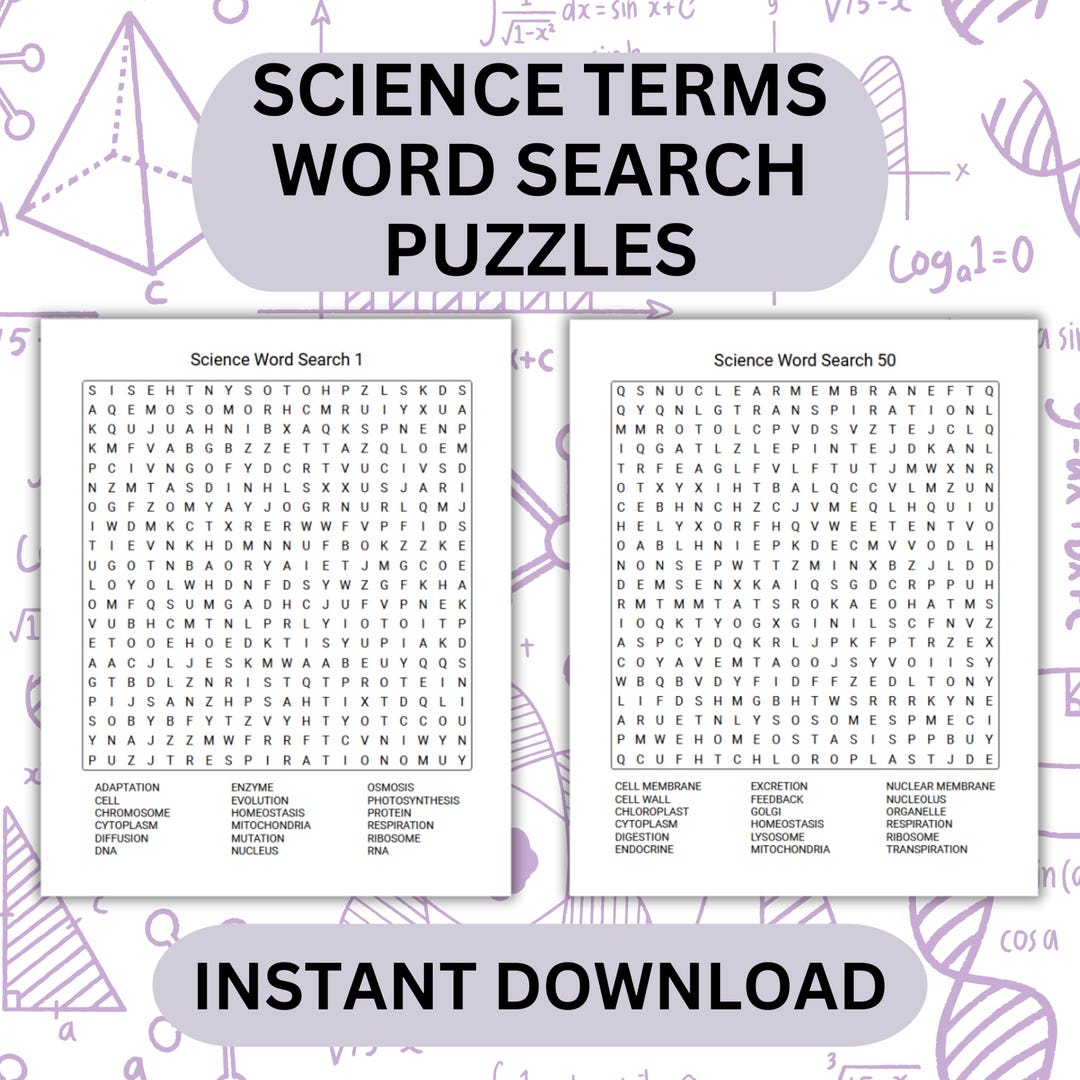 50 Printable Science Terms Word Search Puzzles – STEM Vocabulary ...