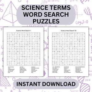 50 Printable Science Terms Word Search Puzzles – STEM Vocabulary Activity for Students, Teachers ...
