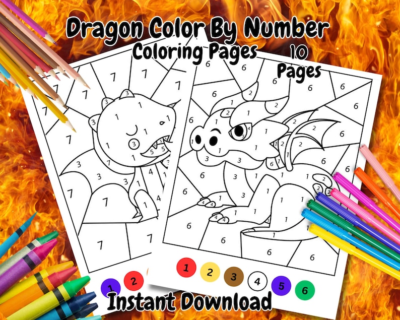 Color by Number, Dragon Color by Number, Color by Number Coloring Pages ...