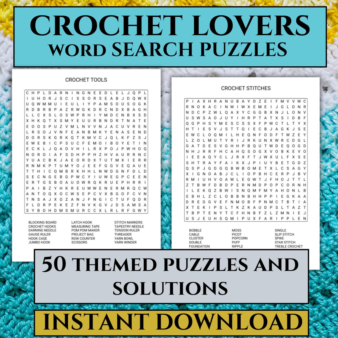 Crochet Word Search Puzzle Book: 50 Crochet Puzzles (printable PDF) - Etsy