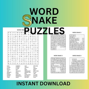 Word Snake Puzzles: 100 Printable Word Searches (instant Download) - Etsy