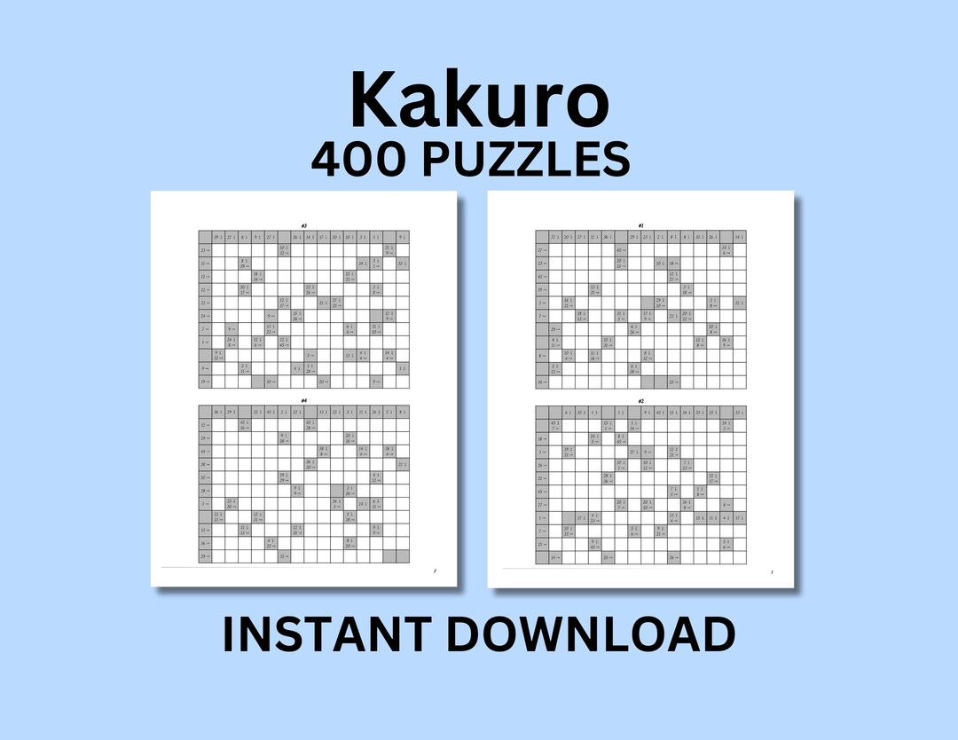 400 Printable Kakuro Puzzles – Math Logic Brain Games for Adults ...