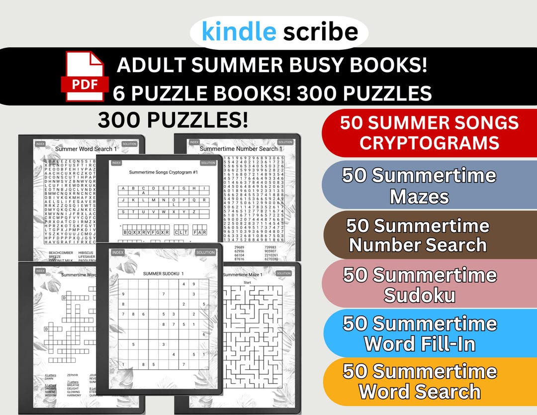 Kindle Scribe Puzzle Bundle: 300 Mazes, Sudoku, Cryptograms (PDF ...